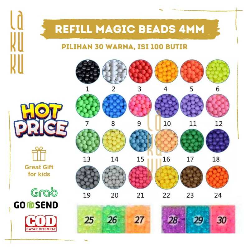 Jual Lakuku - Refill Magic beads Isian magic beads 30 warna isi 100 ...