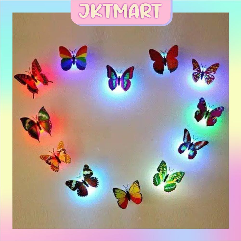 Jual ⭐ JKTMART ⭐ Stiker Kupu Kupu Led Dekorasi Lampu 7 Warna Sticker ...