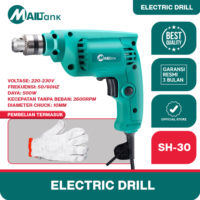 Jual Mailtank SH30 Mesin Bor Electric Drill 10MM Bor Listrik Untuk Bor Tembok Kayu dan Besi ...