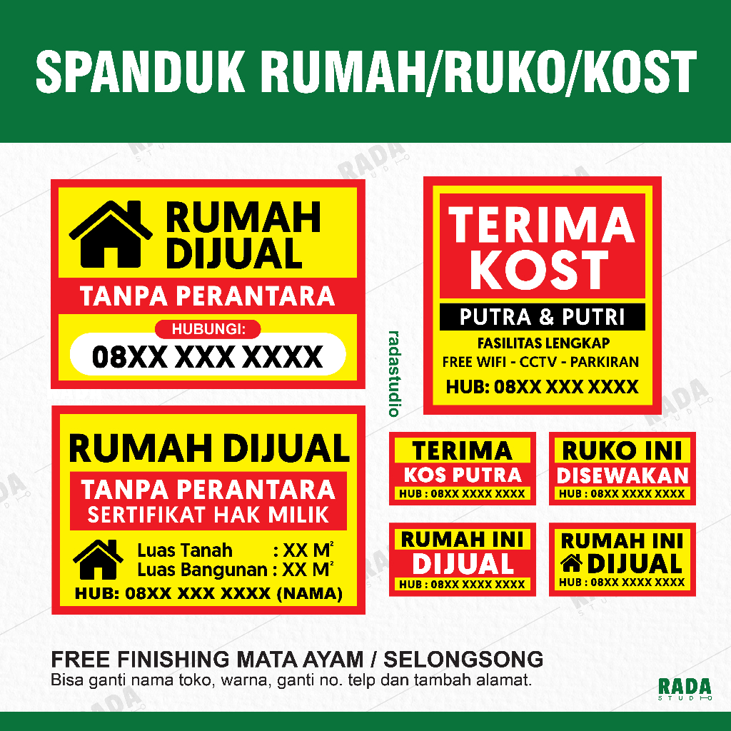 Jual Cetak Spanduk Rumah Dijual / Disewakan / Terima Kost / Dikontrakan ...