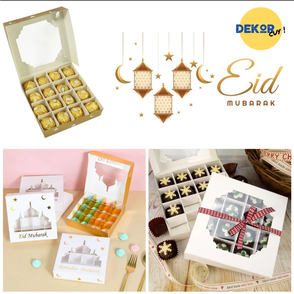 Jual BOX NASTAR COKLAT 16 LUBANG eid mubarak idul fitri box nastar box ...