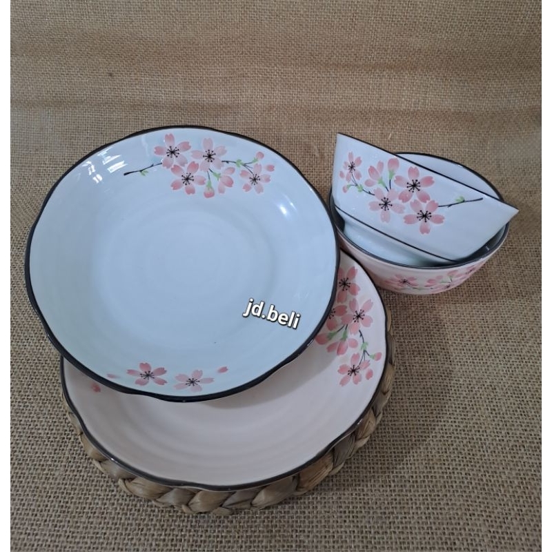 Jual Piring ulir pink hijau 7"st moritz/Piring makan/Piring motif bunga ...