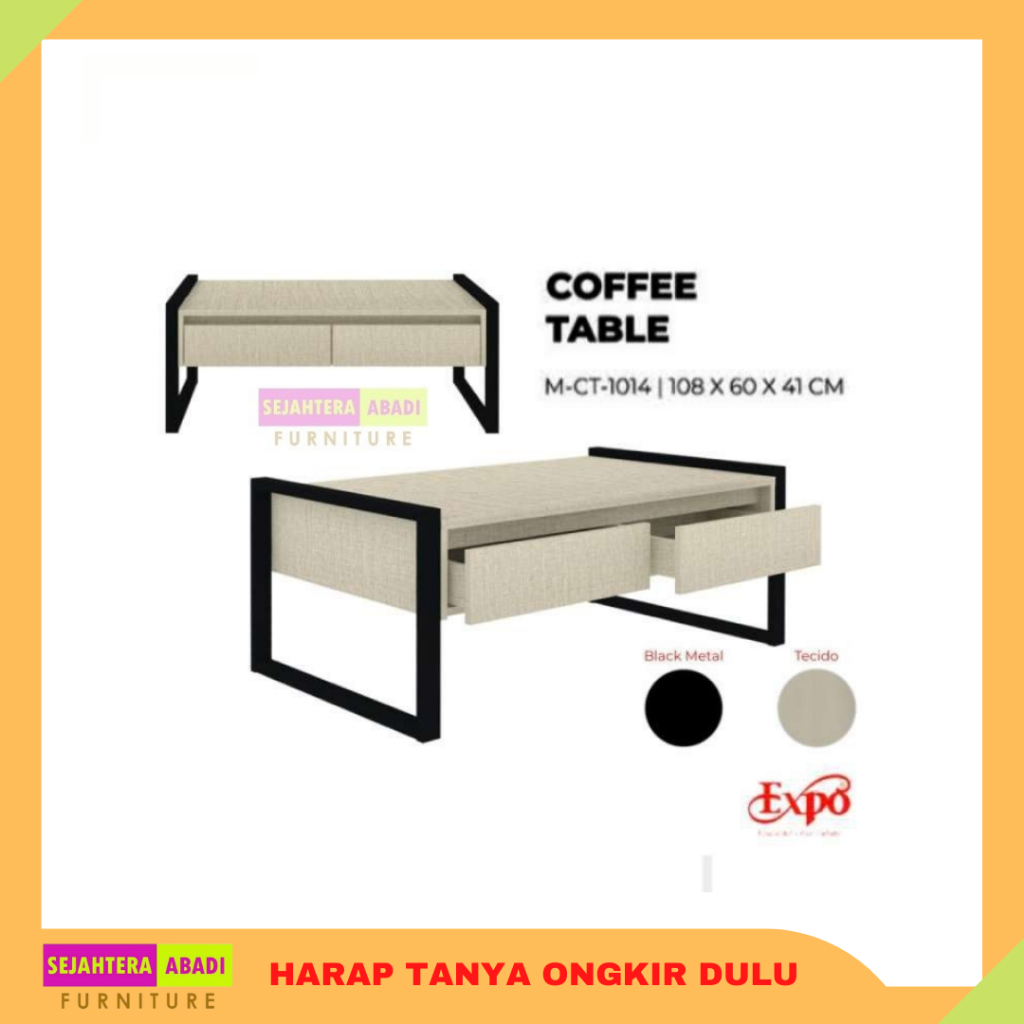 Jual meja tamu kaki besi coffee table besar meja serba guna CT1014 expo ...