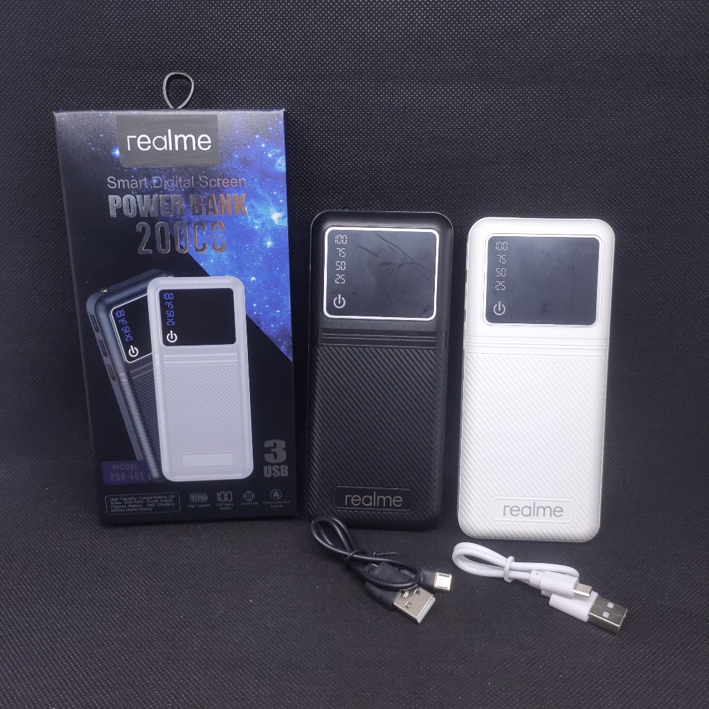 Jual REALME Power Bank 20000 mAh / Power Bank 3 USB / Smart Digital ...