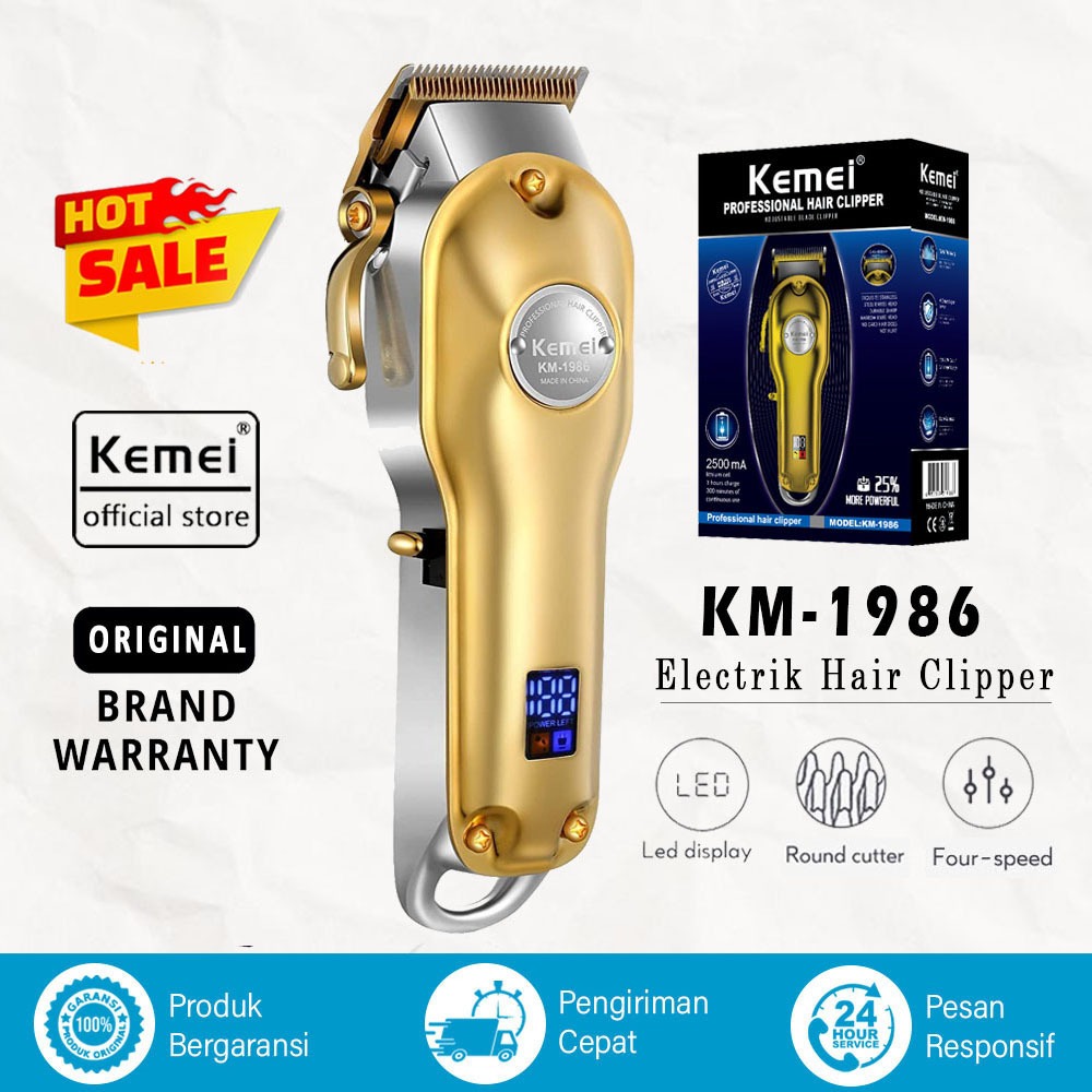 Jual Mesin Alat Cukur Rambut Kemei KM 1986 Gold Profesional Hair Clipper cukuran cas | Shopee ...