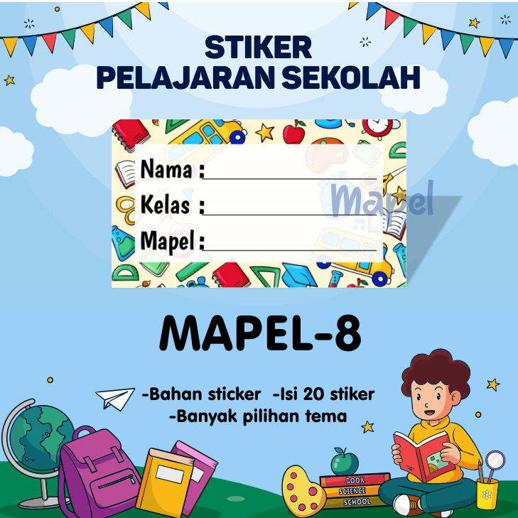 Jual 20 Stiker Mapel - Label Buku Pelajaran Sekolah - Stiker mata ...