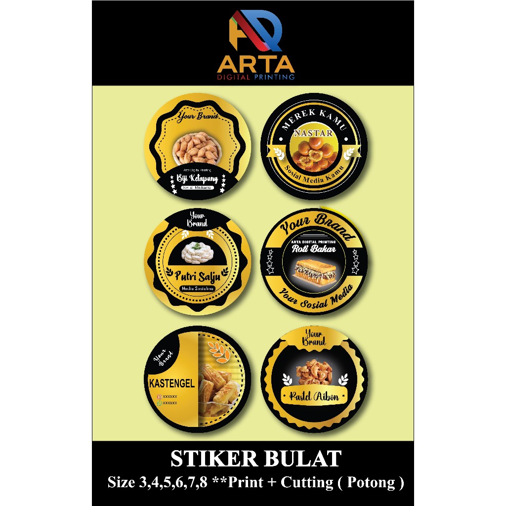 Jual Stiker Label Kue Bulat// Sticker Label Kue Kering// Stiker Toples ...