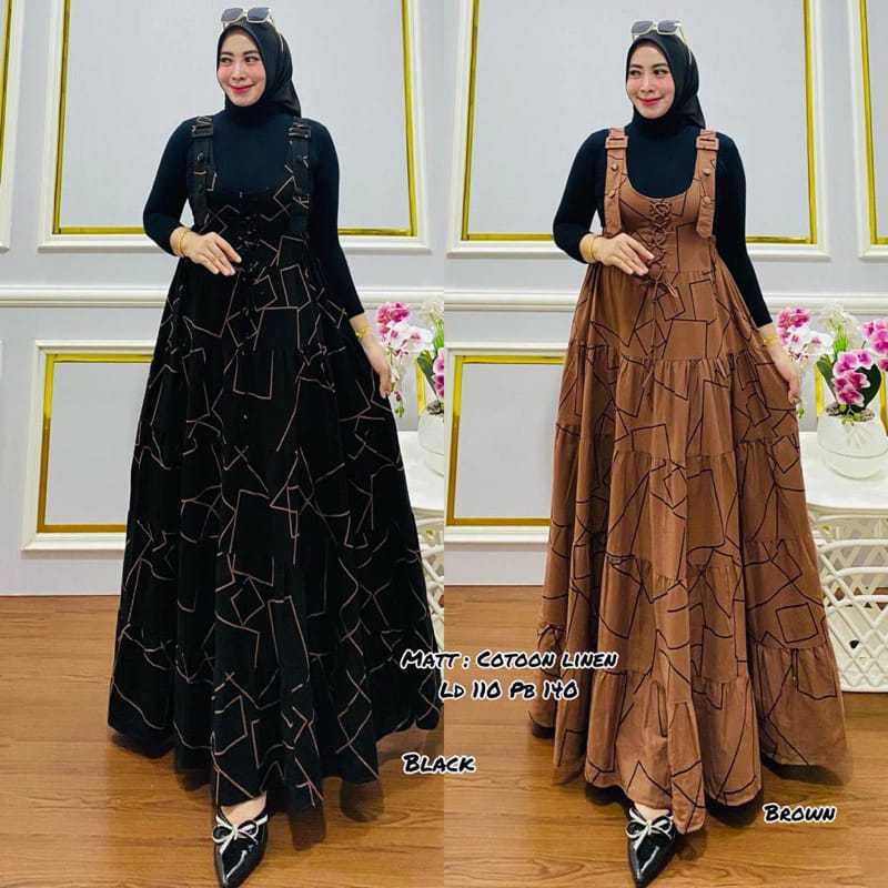 Jual MOS Gamis Overall Valeri 930 motif kaca / Overall viral kekinian ...