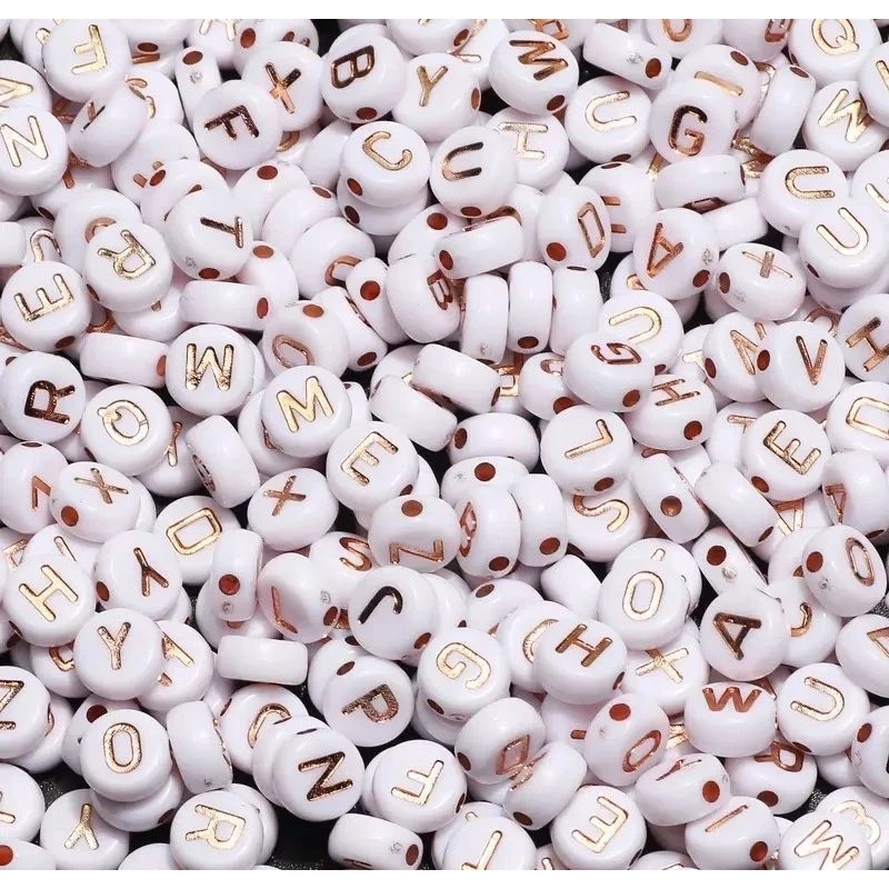 Jual ( Pilih huruf ) Mote huruf bulat tulisan gold | Shopee Indonesia