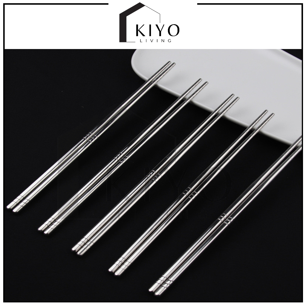 Jual KIYO Sumpit Makan Korea Bulat Stainless SUS 304 1 Pasang High ...