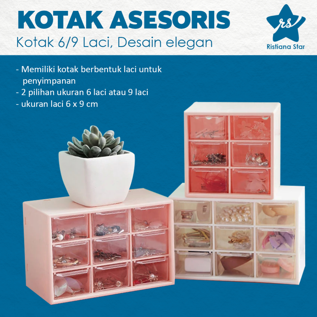Jual KOTAK LACI BOX AKSESORIS PERHIASAN SERBAGUNA MINI CONTAINER BOX ...