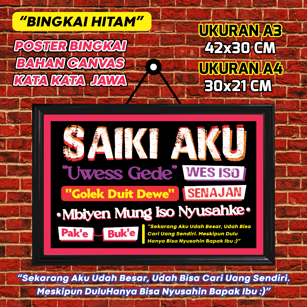Jual POSTER BINGKAI CANVAS KATA KATA JAWA | Shopee Indonesia