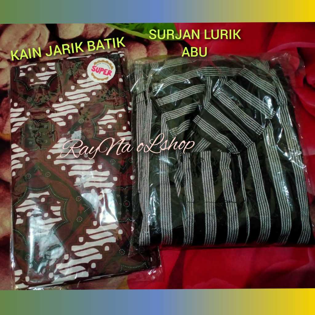 Jual SETELAN PAKAIAN ADAT JAWA PRIA / LAKI | SURJAN LURIK ABU + KAIN JARIK BATIK | BAJU ...