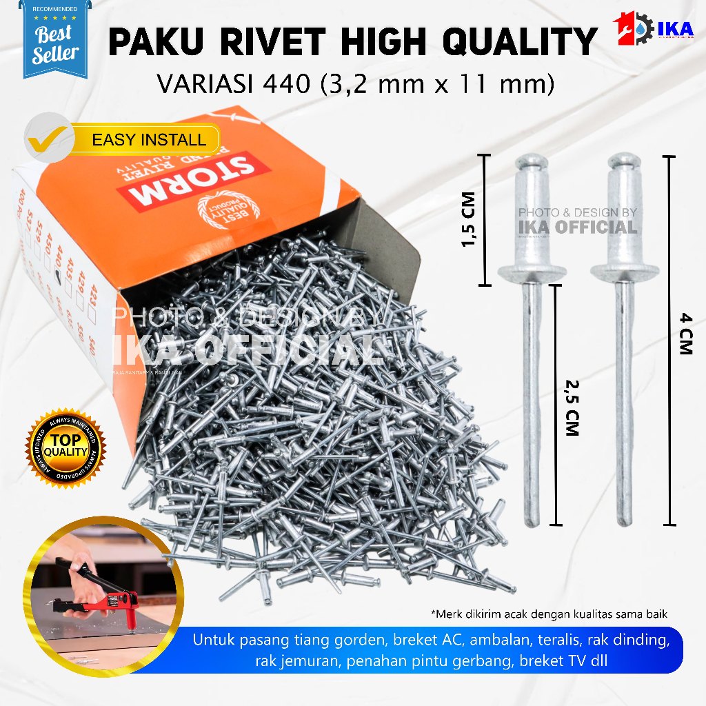 Jual Paku Blind Rivet SIP Brand/ AP / Nichie Paku rivet ripet 1 kotak ...