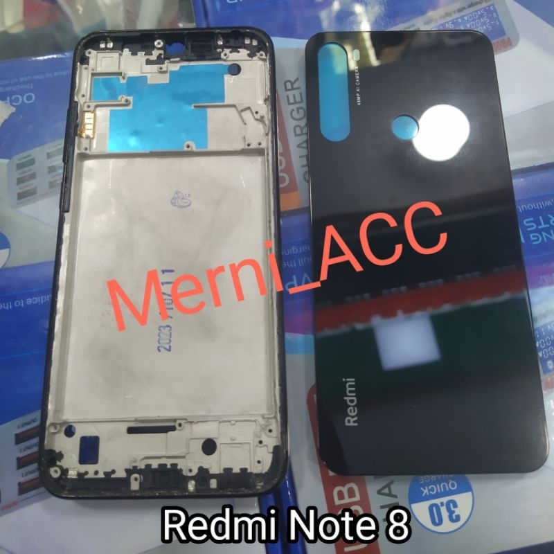 Jual CESSING HAUSING FULLSET XIAOMI REDMI NOTE 8 BACKDOOR / BACKCOVER + FRAME TULANG BEZZEL ...