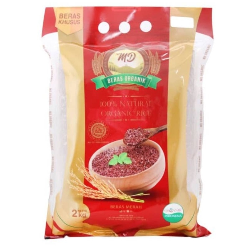 Jual Beras Merah Organic MD 2Kg Kupas Kulit | Shopee Indonesia