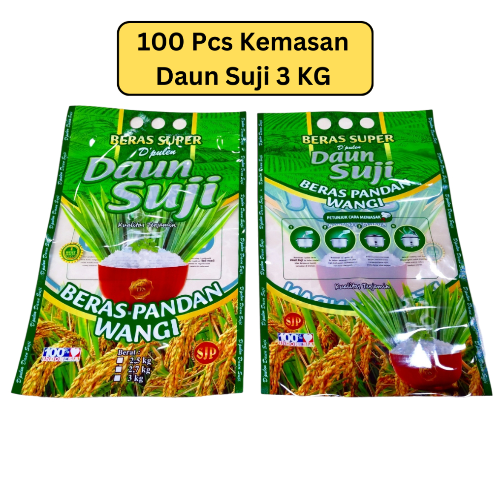 Jual 100 Pcs Kemasan Plastik Beras 3 KG Daun Suji Bahan Nylon lldpe Laminasi | Shopee Indonesia