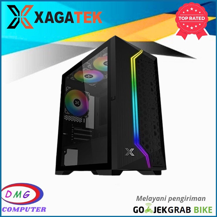 Jual XAGATEK Gemini II Black Hitam m-ATX PC Case Casing Gaming Xigmatek ...