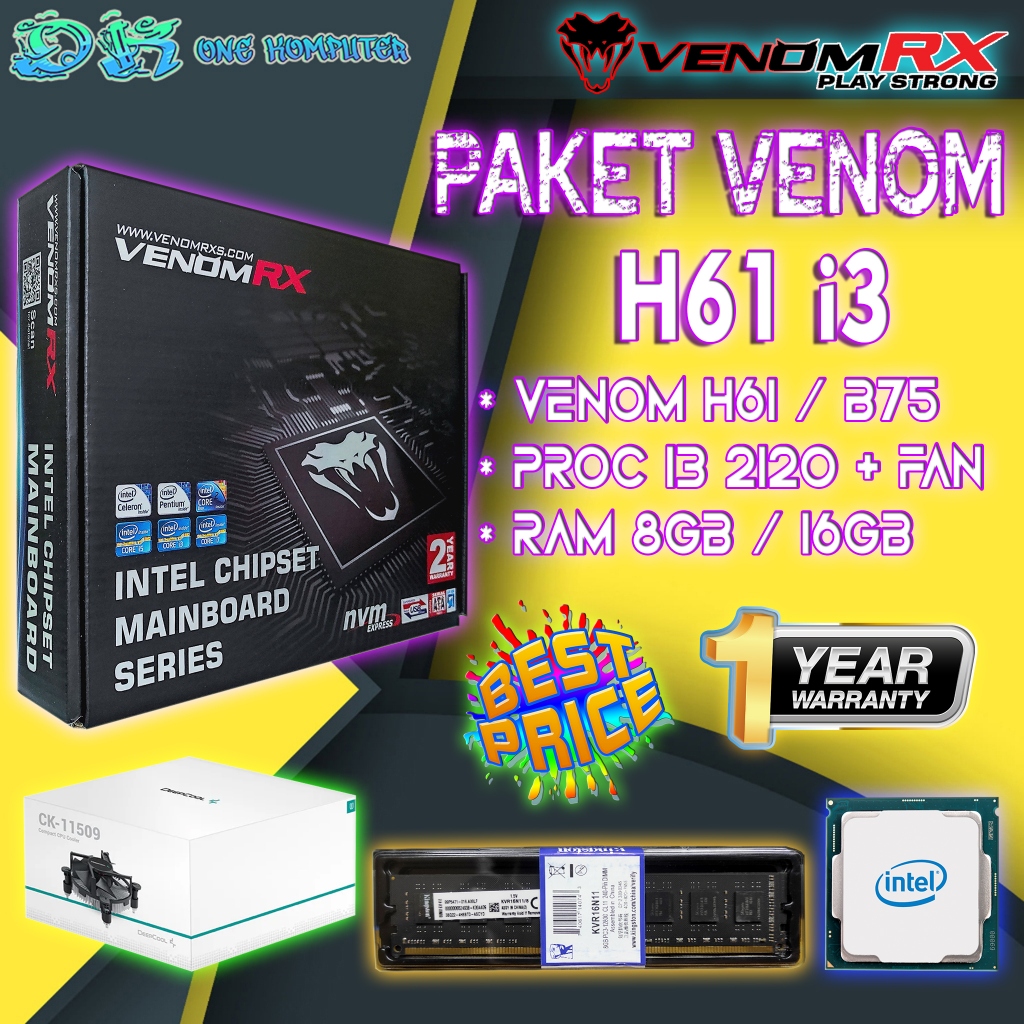 Jual Paket Core i3 Lengkap Ram ( Mobo H61 VenomRx + proc i3 2120 + Ram ...