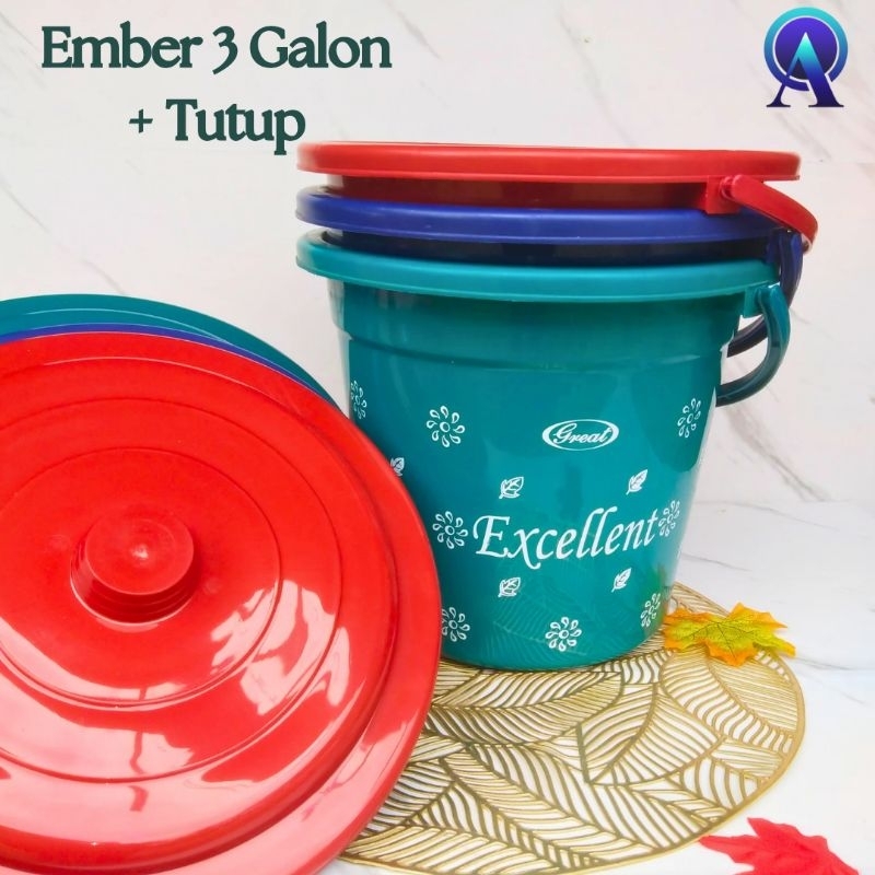 Jual Ember 3 Galon Excellent Plastik Warna Dengan Tutup | Ember 3 Galon | Ember Plastik | Ember ...