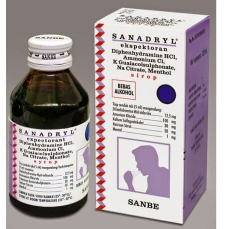 Jual Sanadryl Expectorant Sirup 120 ml Sanbe / obat batuk berdahak dan ...