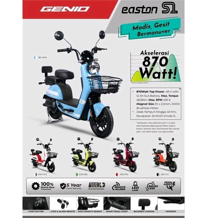 Jual sepeda listrik Genio easton s1 electric bike by united | Shopee ...