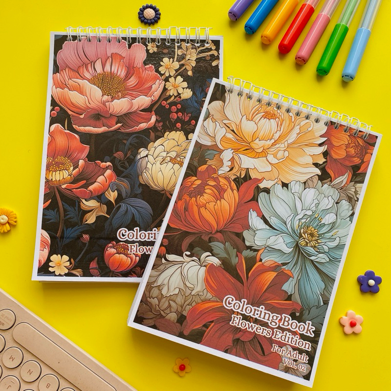 Jual Coloring Book For Adult Aesthetic Healing Coloring Book Flowers ...