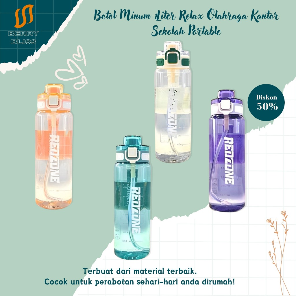 Jual BERRY BLISS - Botol Minum 1Liter Relax Olahraga Kantor Sekolah ...