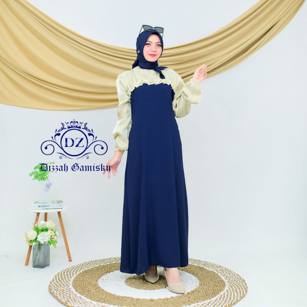 Jual Gamis Cringkle Airflow Mix Shimmer Silk Model Terbaru Gamis Naraya ...