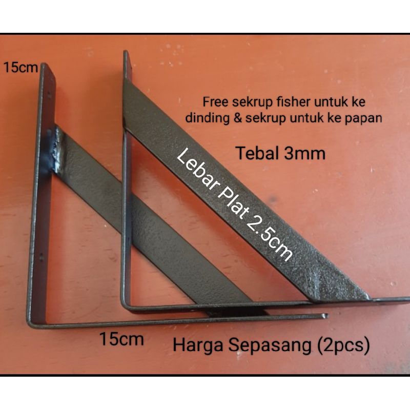 Jual Siku Besi Penyangga Rak Ambalan Dinding 15cm x 15cm (2pcs ...