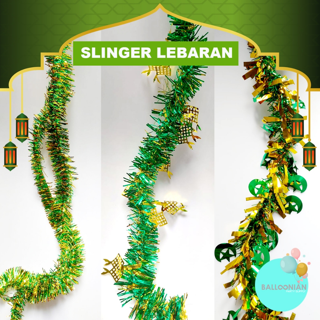 Jual Slinger Bulan Bintang Hijau/Slinger Idul Fitri/Hiasan Lebaran/Dekorasi Ramadhan | Shopee ...
