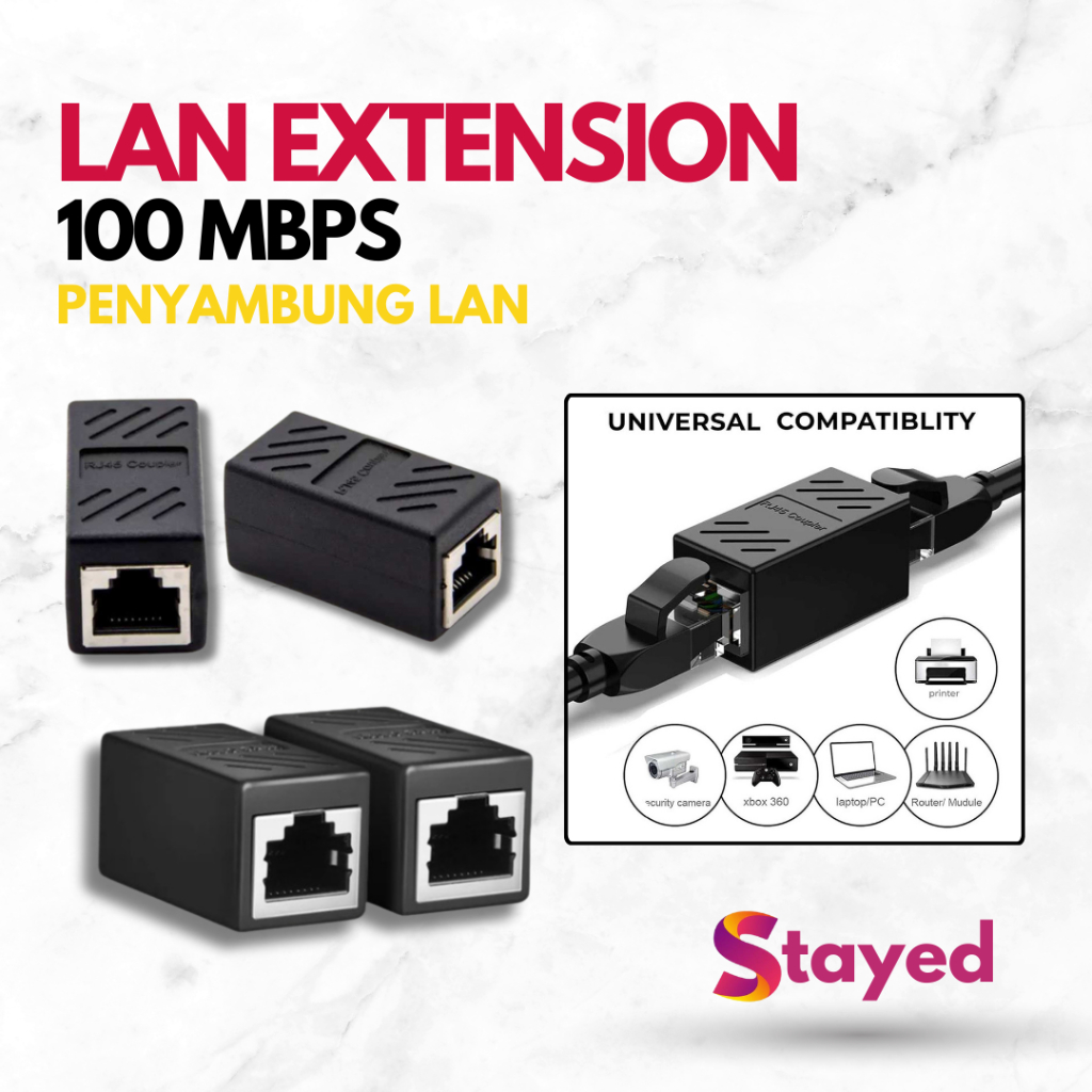 Jual Konektor Penyambung LAN RJ45 Female to Female LAN Extension ...