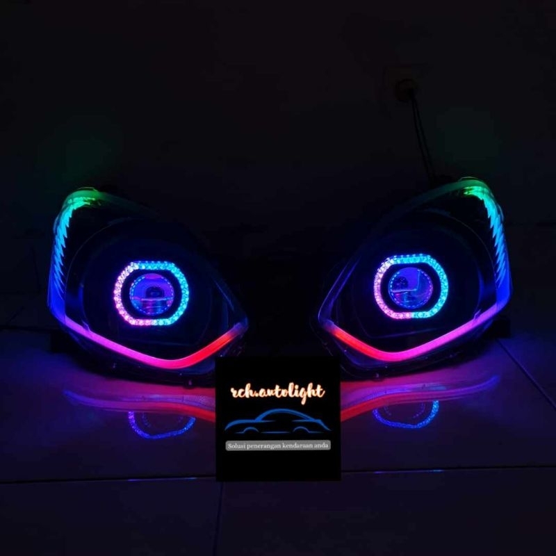 Jual headlamp agya ayla projector biled aes turbo shroud rgb matrix 5d ...