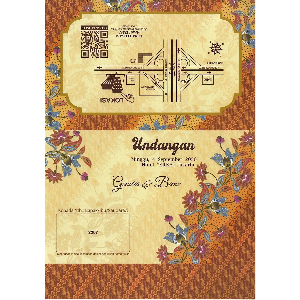 Jual UNDANGAN PERNIKAHAN MODEL 3 LIPAT ERBA KODE 2207 | Shopee Indonesia