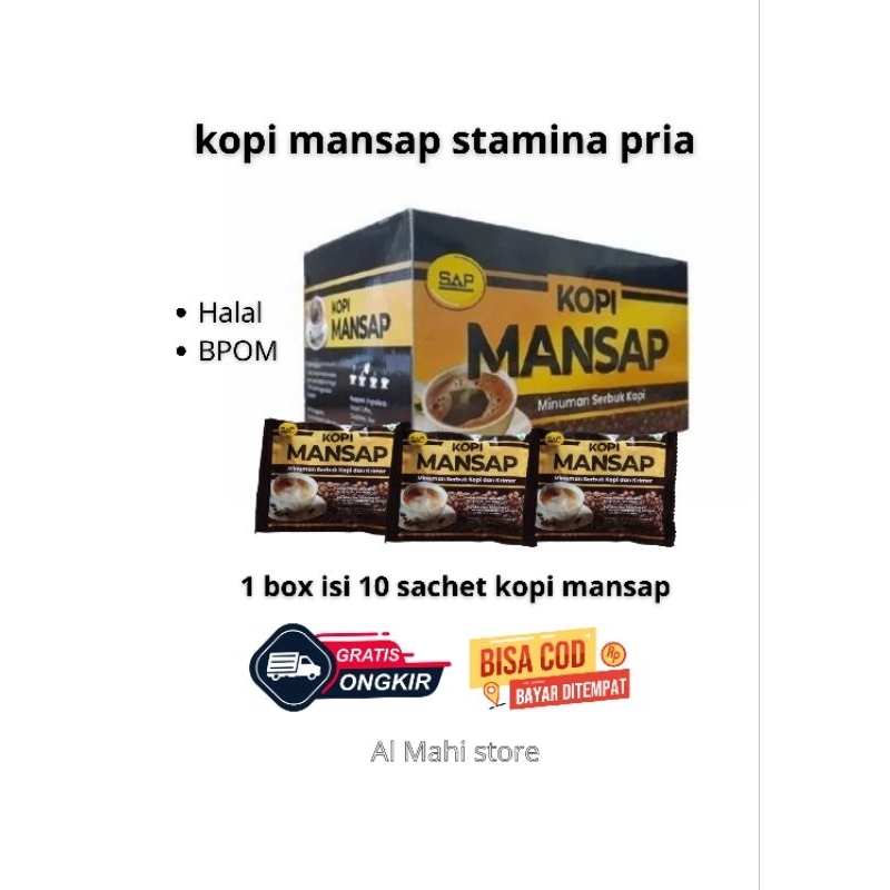 Jual 1 box isi 10 sachet kopi man-sap minuman penambah stamina pria ...