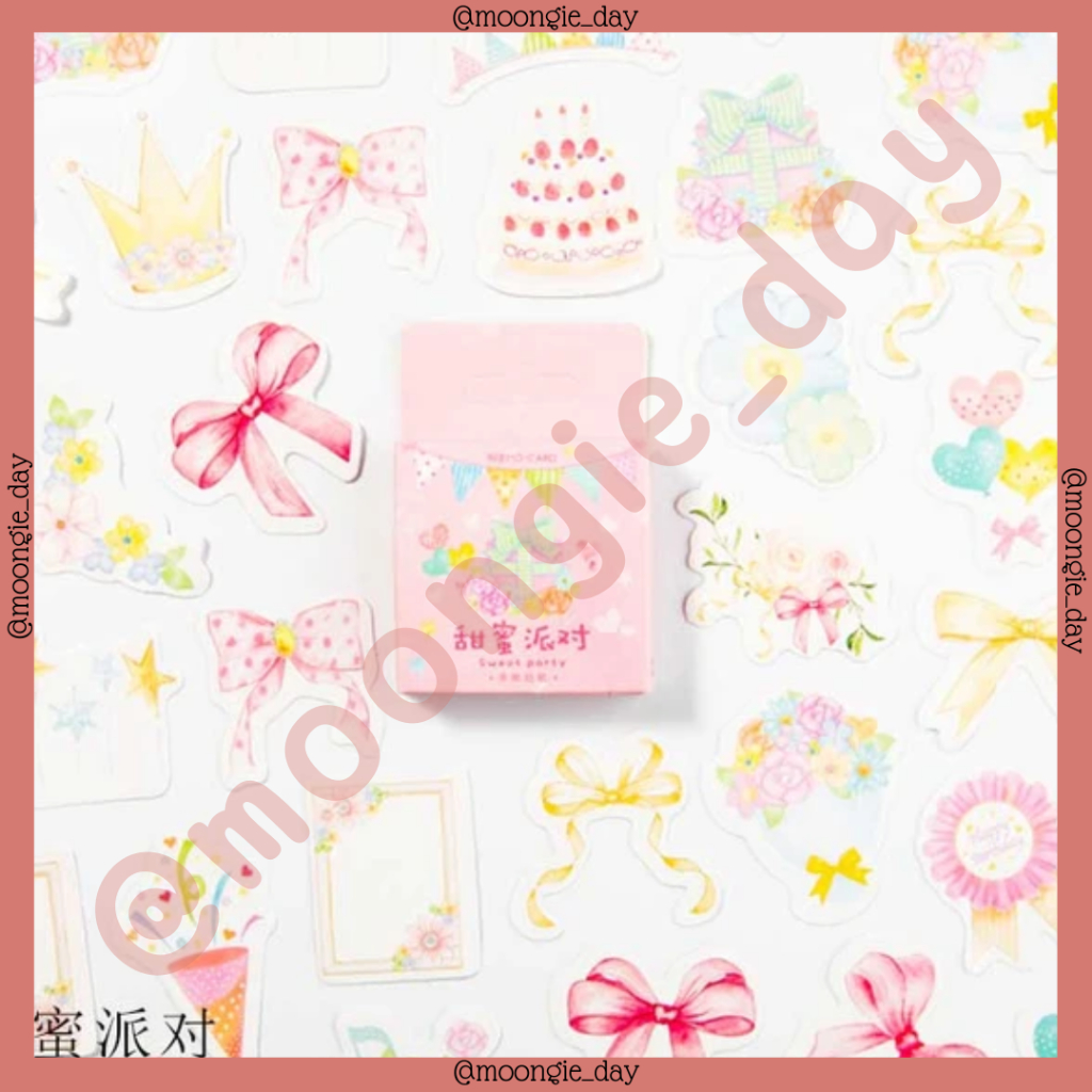 Jual 45 PCS/BOX STIKER KERTAS TEMA PINK SWEET PARTY PESTA PITA BUNGA ...