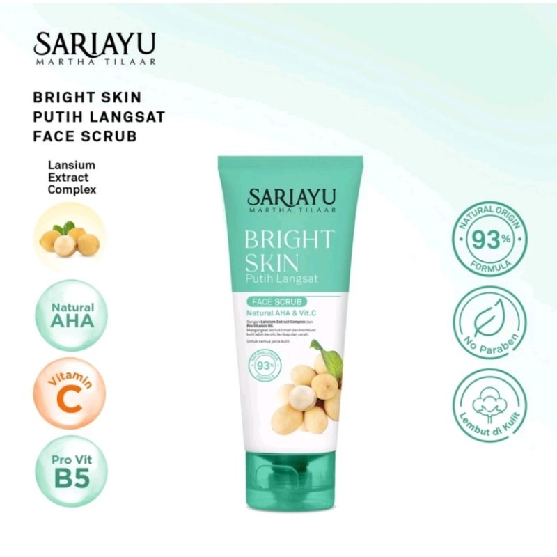 Jual SARIAYU PUTIH LANGSAT BRIGHT SKIN FACE SCRUB NATURAL AHA & VIT C 75 GR | Shopee Indonesia