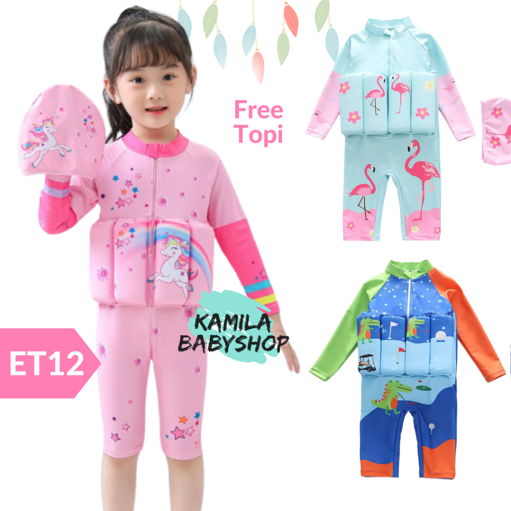Jual ET12 Baju Renang Anak Perempuan Dan Laki-laki Dengan Pelampung/ Baju Renang Apung | Shopee ...