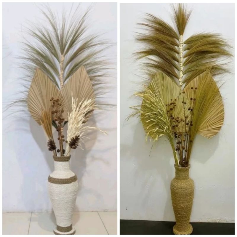 Jual Bunga kering set vas tinggi 50 cm hiasan sudut ruang tamu / Paket ...