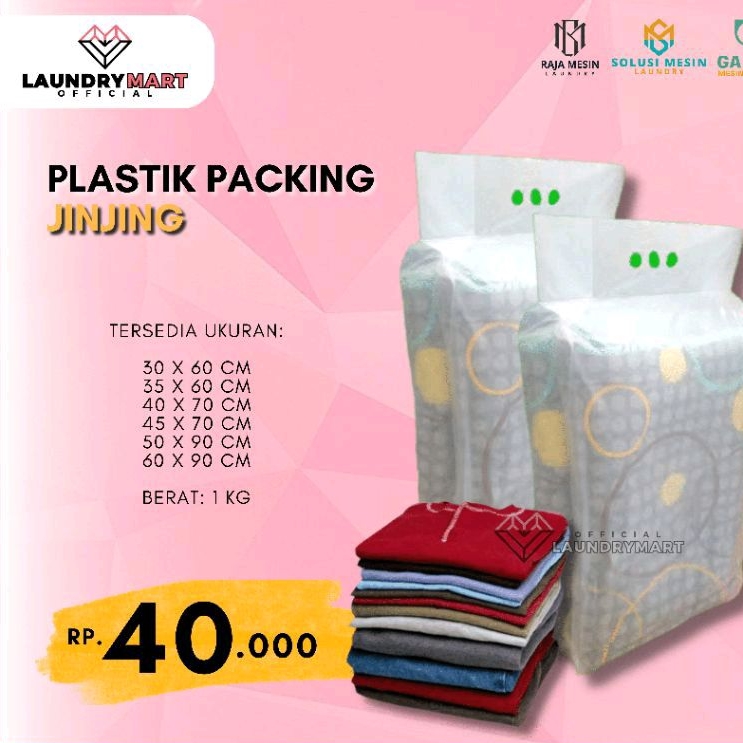 Jual PLASTIK JINJING 3 JARI POLOS PACKING LAUNDRY KILOAN | Shopee Indonesia