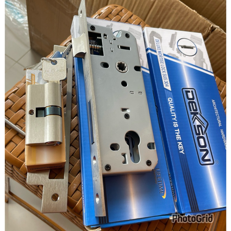 Jual kunci pintu dekson dekkson handle blackmatte sus 304 + body dekkson + silinder dekkson set ...