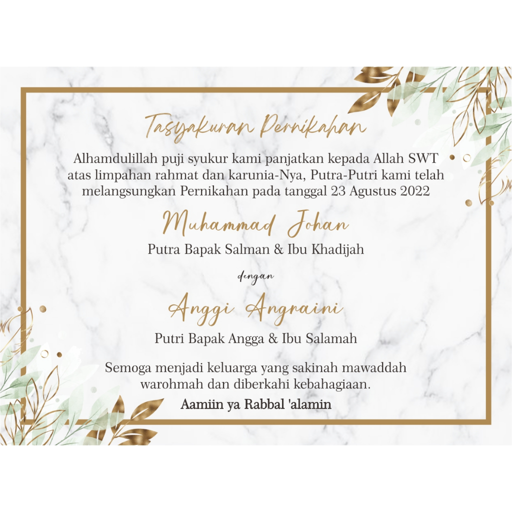 Jual Stiker atau / kartu ucapan syukur, Tasyakuran pernikahan, Mohon doa restu pernikahan ...