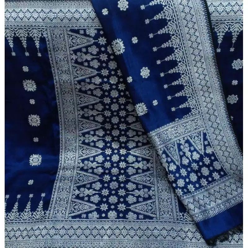 Jual BOOMM SALE - Songket Palembang Asli Tenun Tangan | Motif Cantik Manis Biru Silver | Kristal ...
