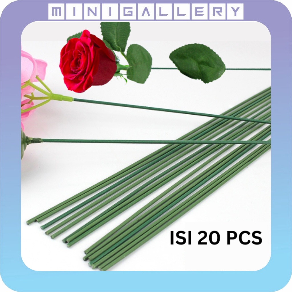 Jual Isi 20 PCS Kawat Tangkai Bunga / Tangkai Bunga Artificial Tebal ...