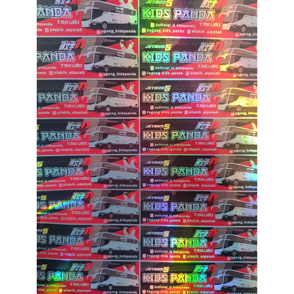 Jual Stiker Nama Bus Basuri Kids Panda JB 5 Takumi Merah Viral Glossy ...