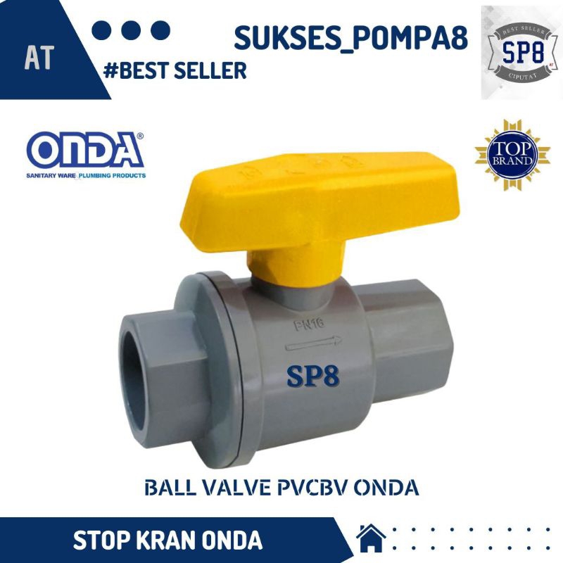 Jual Stop Kran Polos PVCBV Onda / Ball Valve Onda 1/2" - 2" Inch | Shopee Indonesia