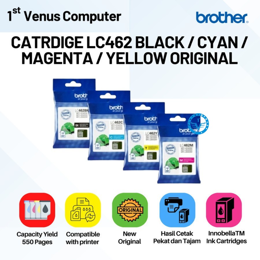 Jual CATRDIGE BROTHER LC462 BLACK / CYAN / MAGENTA / YELLOW ORIGINAL ...