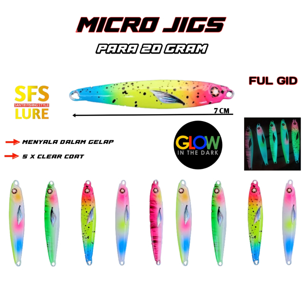 Jual umpan pancing micro jig 20gram ful gid para metal jig 20gram siang malam glow in the dark ...