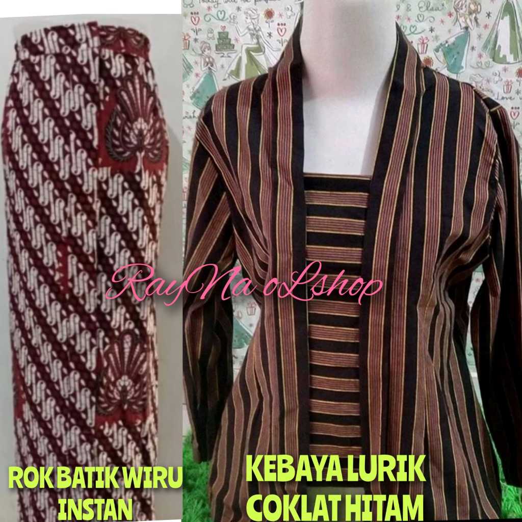 Jual SET PAKAIAN LURIK KUTUBARU WANITA TRADISIONAL ADAT JAWA | KEBAYA LURIK COKLAT HITAM & ROK ...