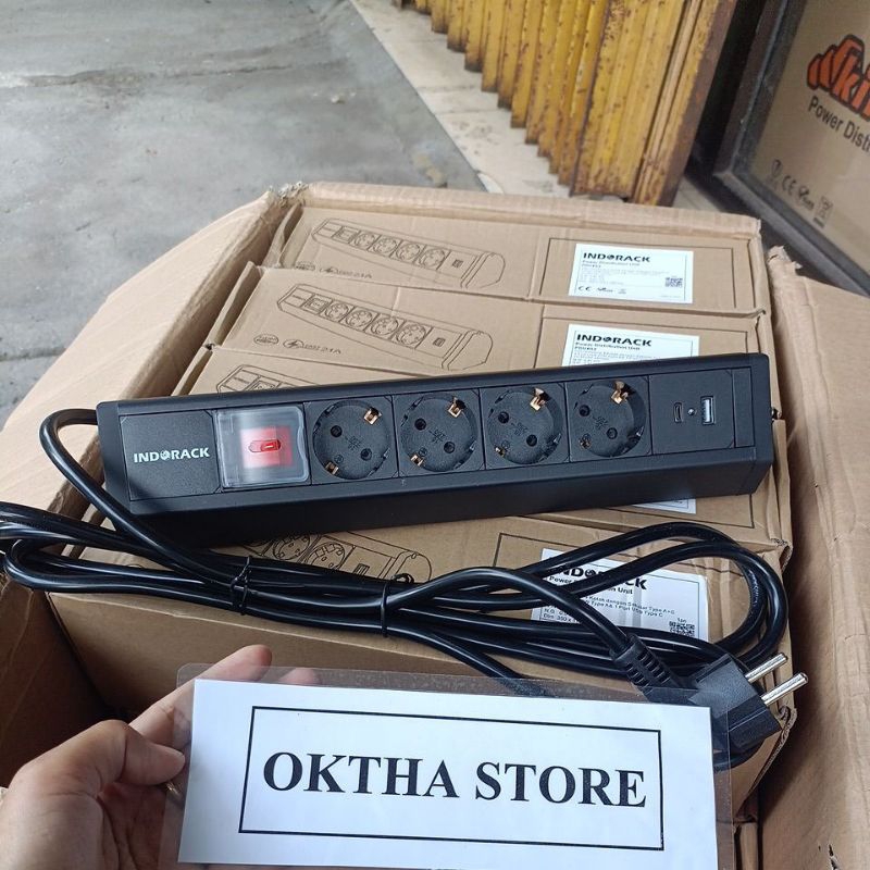 Jual PDU4G2 Indorack Stop Kontak Meja PDU 4 anti petir with 2xUSB fast ...
